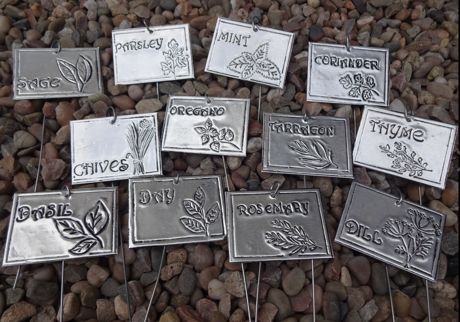 Embossed Metal Plant Label Kit | Pewter Concepts